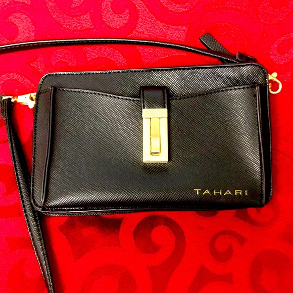 Tahari | Bags | Tahari Crossbody Bag Black And Gold | Poshmark